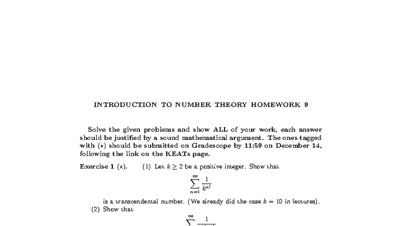 NT-HW9: Introduction to Number Theory Homework Solutions - Studocu