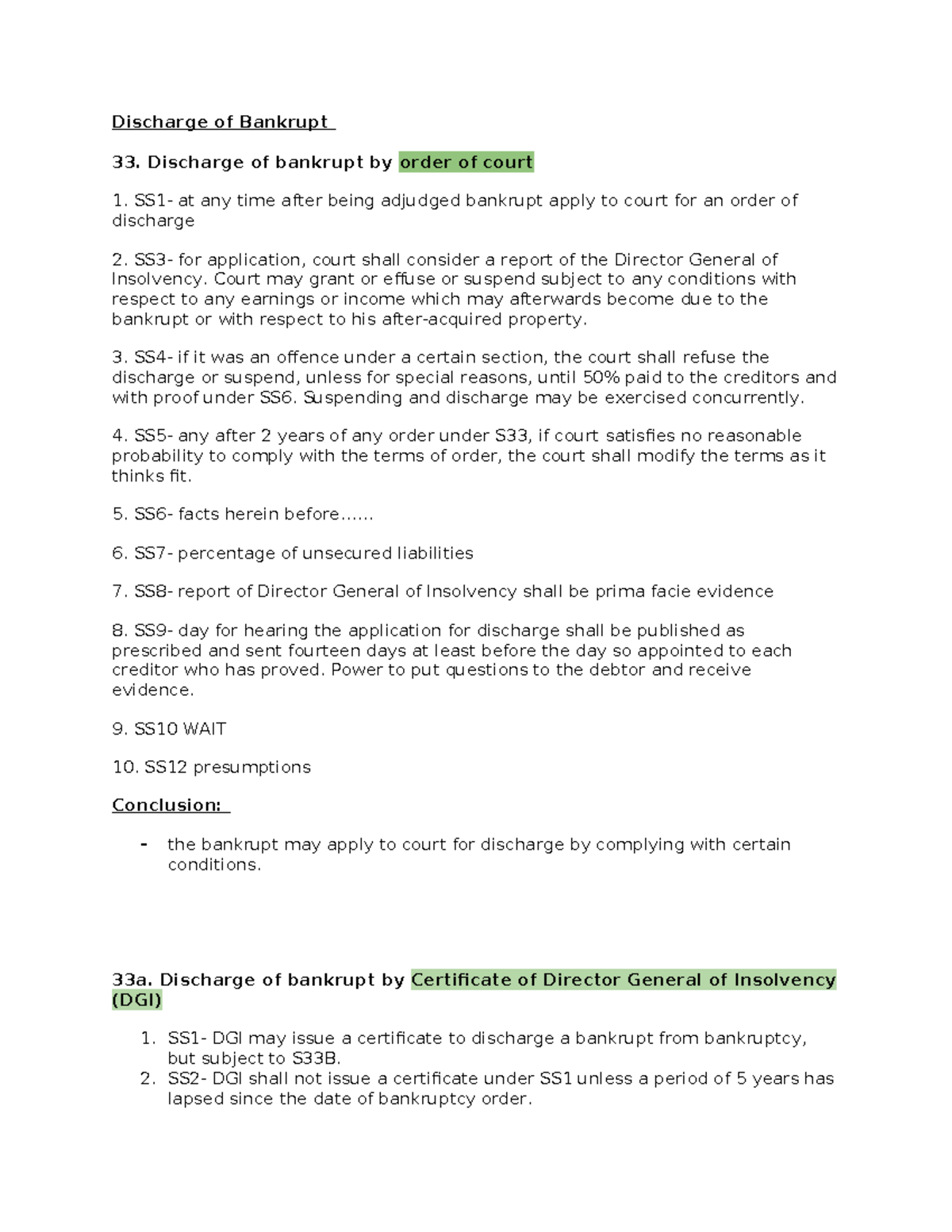 Discharge of Bankrupt: Summary of Sections 33A-33C, Insolvency Act ...