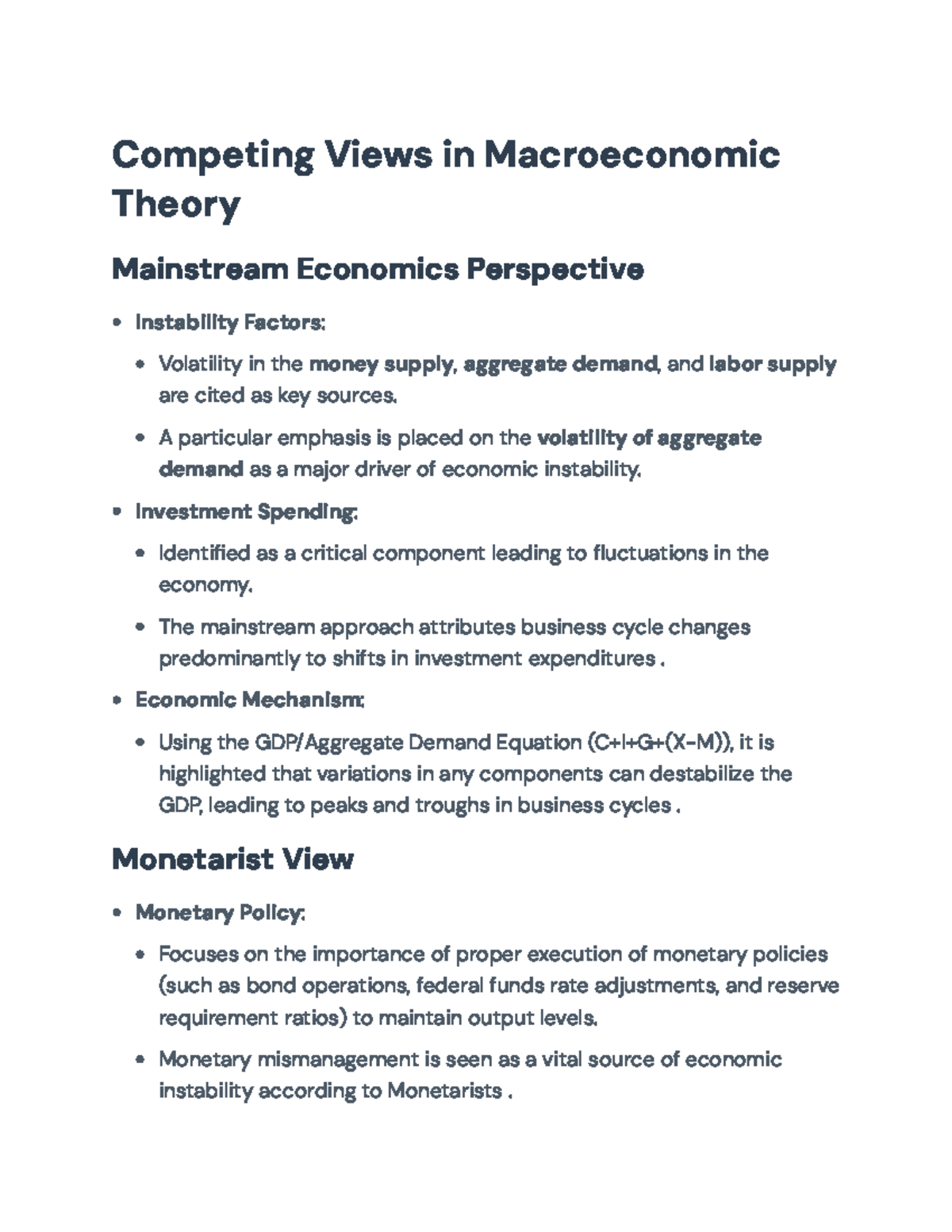 Competing Views in Macroeconomic Theory and Stability Factors ...