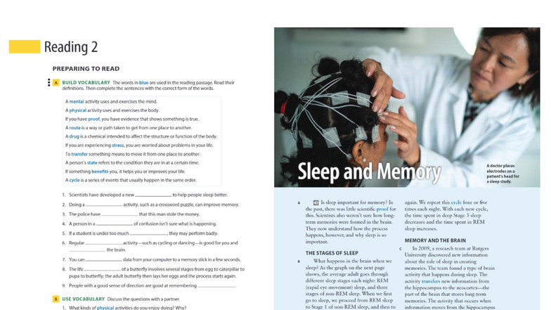 Reading 2: Preparing to Read Vocabulary and Sleep Study Insights - Studocu
