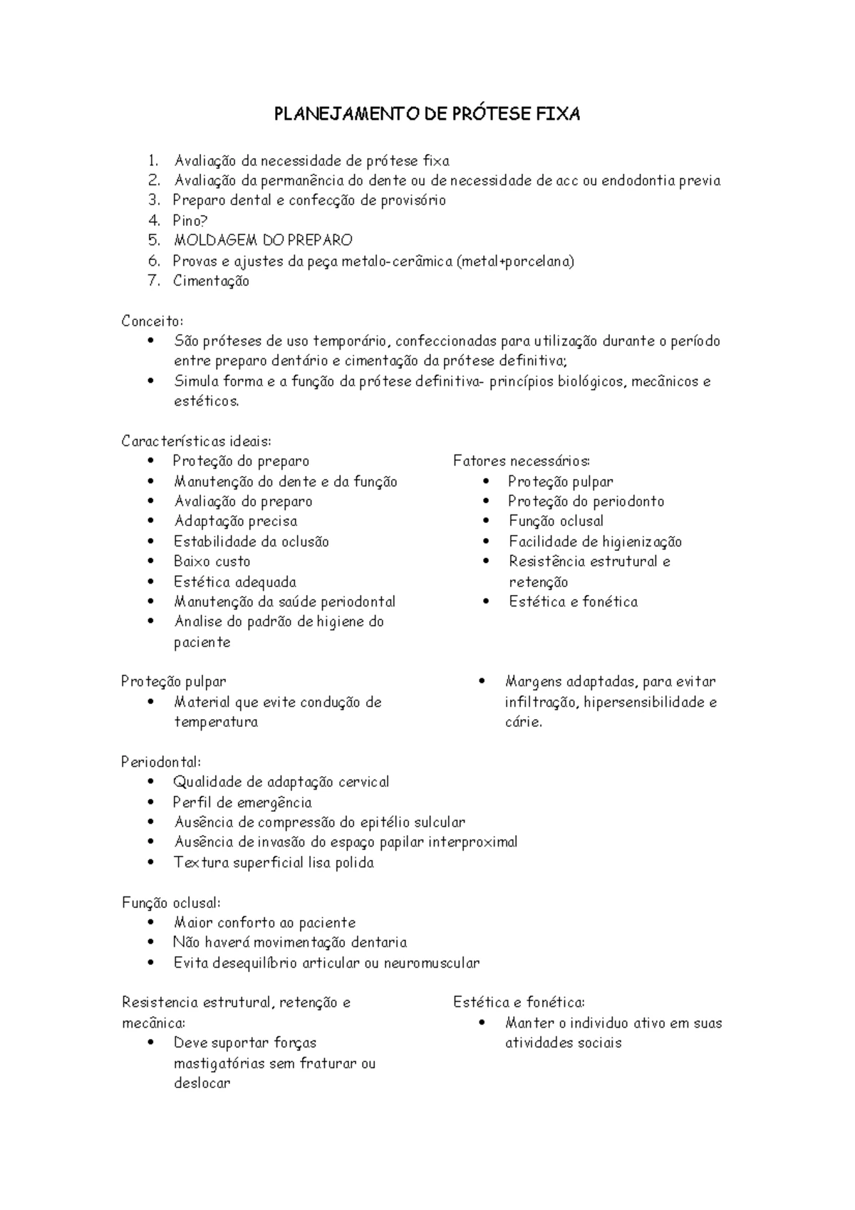Prótese Fixa (resumão) - Classificação das próteses parciais fixas ...