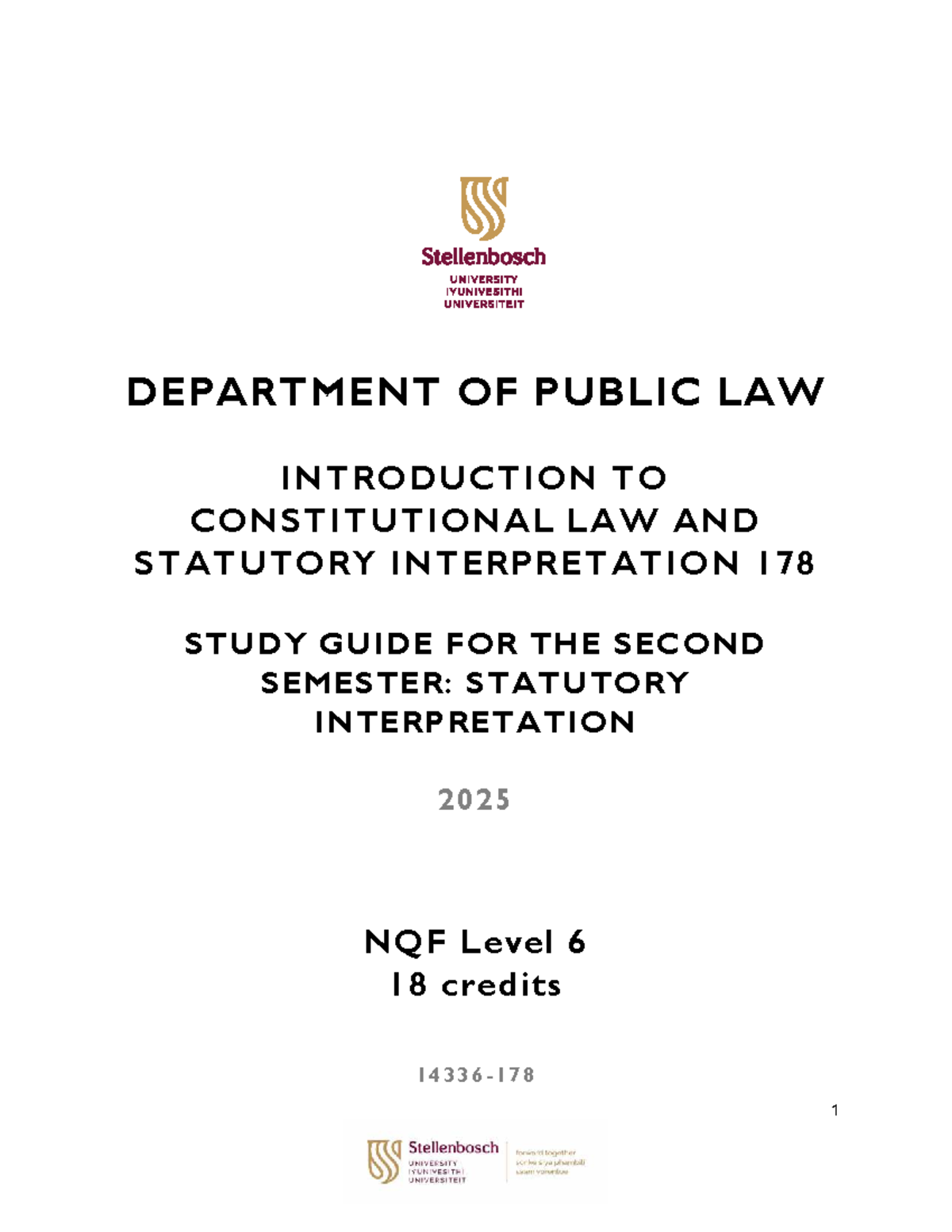 Study Guide for Constitutional Law & Statutory Interpretation 178 - 2nd ...