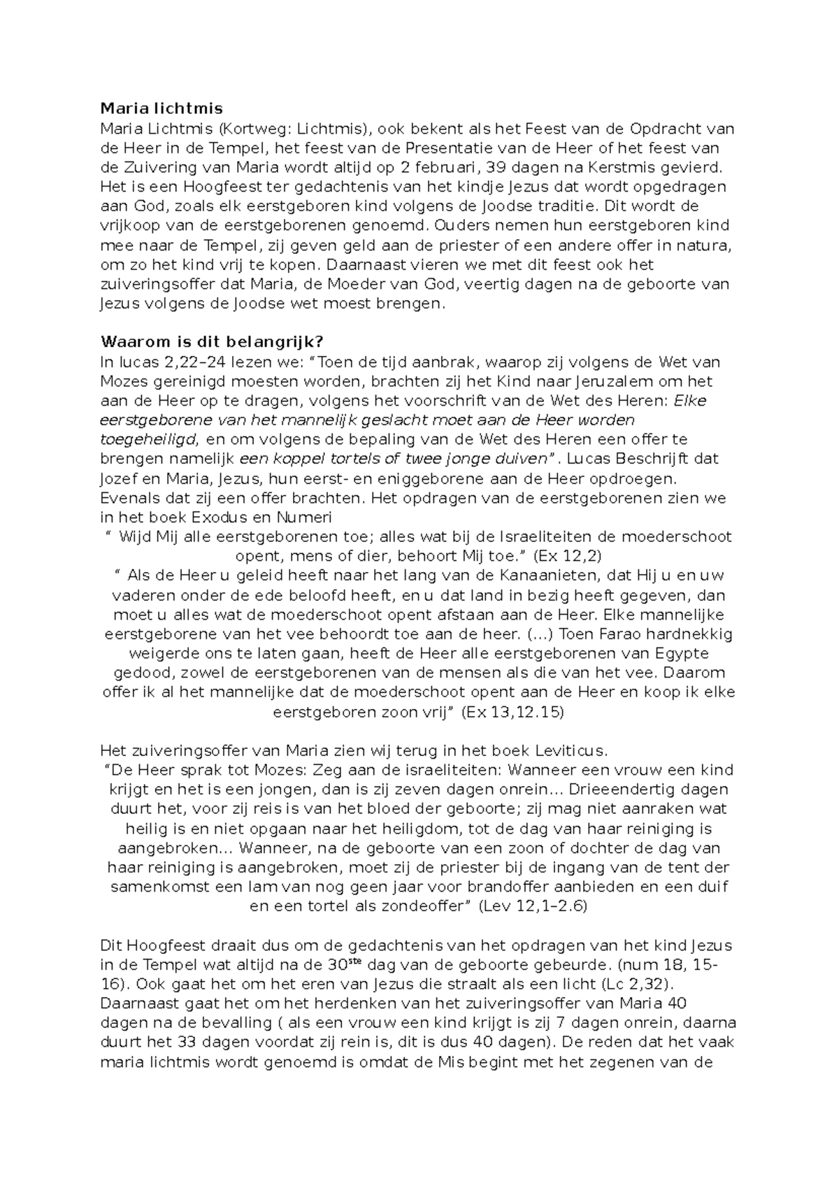 Maria Lichtmis: Feest van de Presentatie van de Heer in de Tempel ...