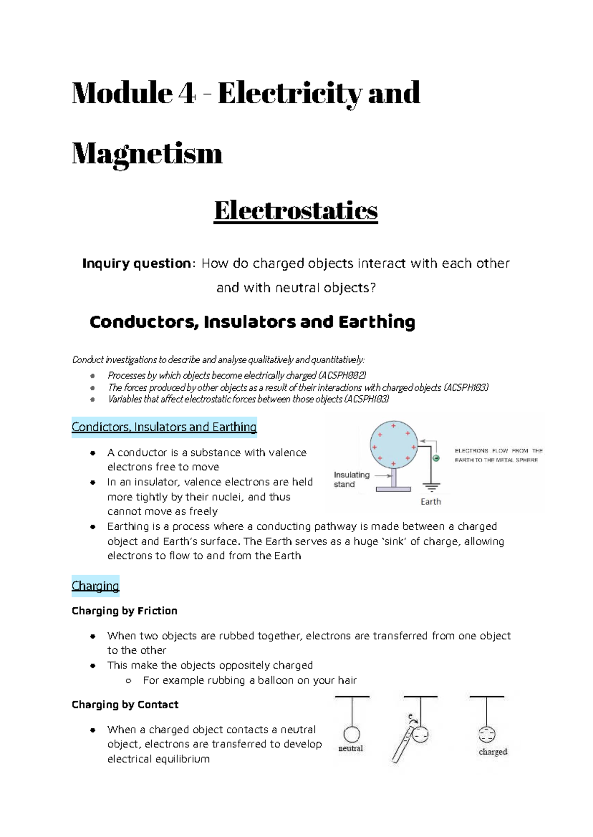 Physics M4: Electricity & Magnetism - Comprehensive Study Notes - Studocu