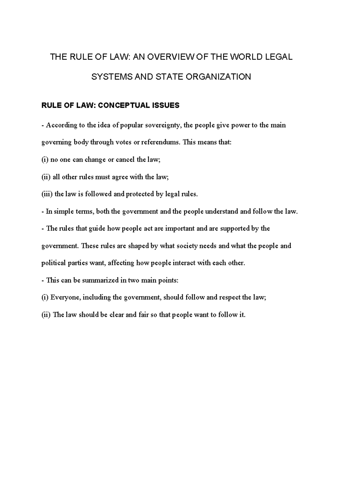 S&L CH2: Overview of Legal Systems & State Organization - Studocu