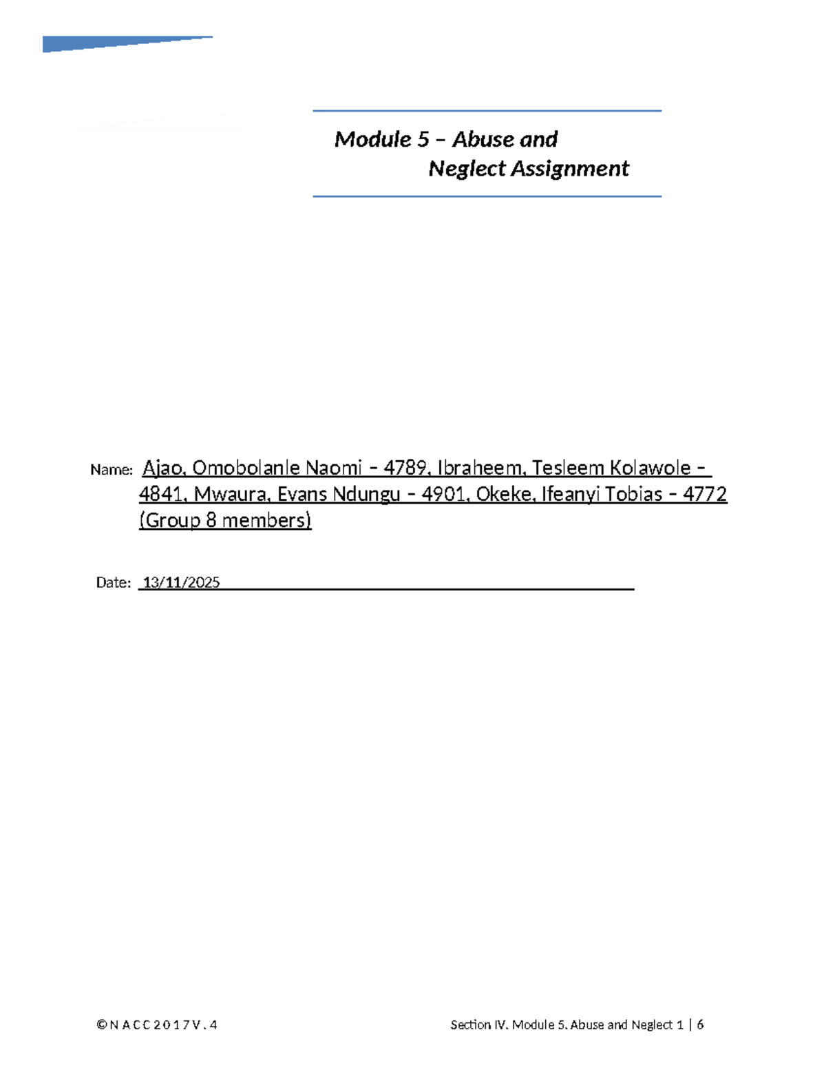 Module 5 Assignment: Abuse and Neglect Case Studies - Group 8 - Studocu