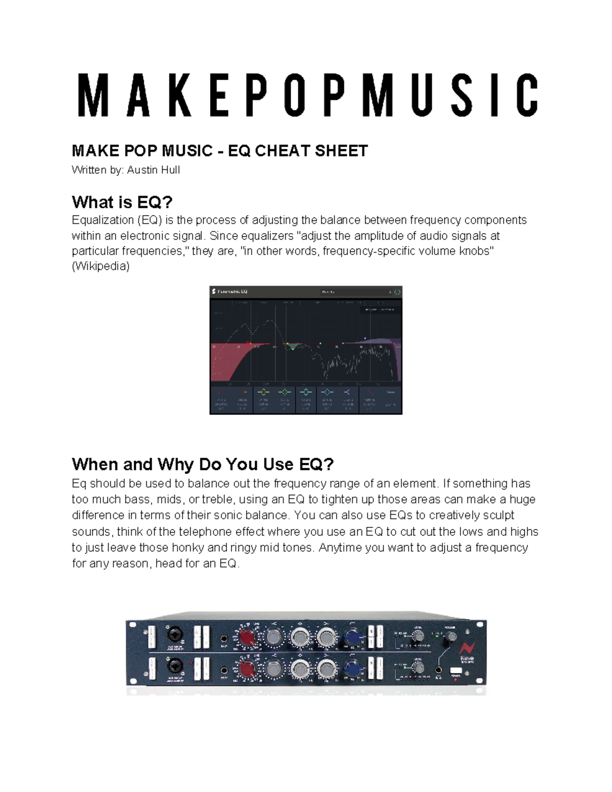 MAKE POP Music - EQ Cheat Sheet - MAKE POP MUSIC - EQ CHEAT SHEET ...