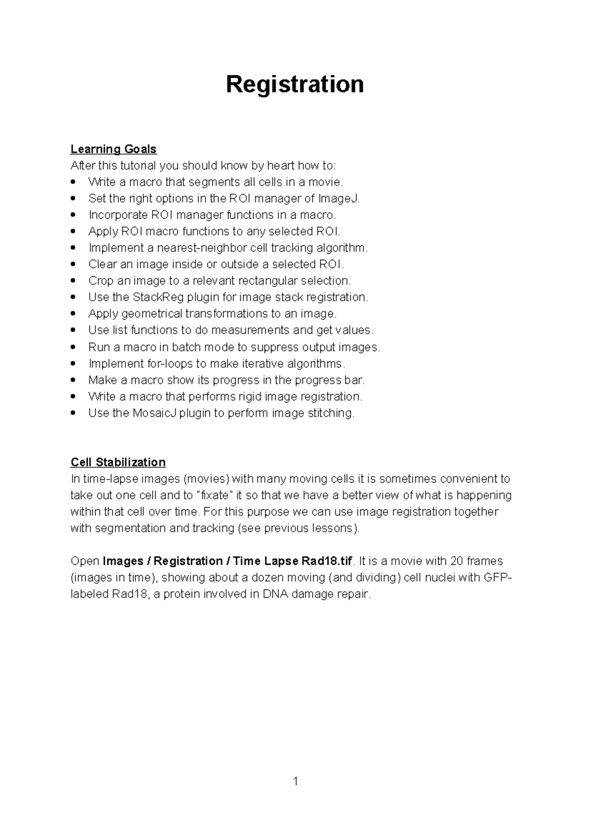 Registration Exercises: ImageJ Macro Techniques and Applications ...