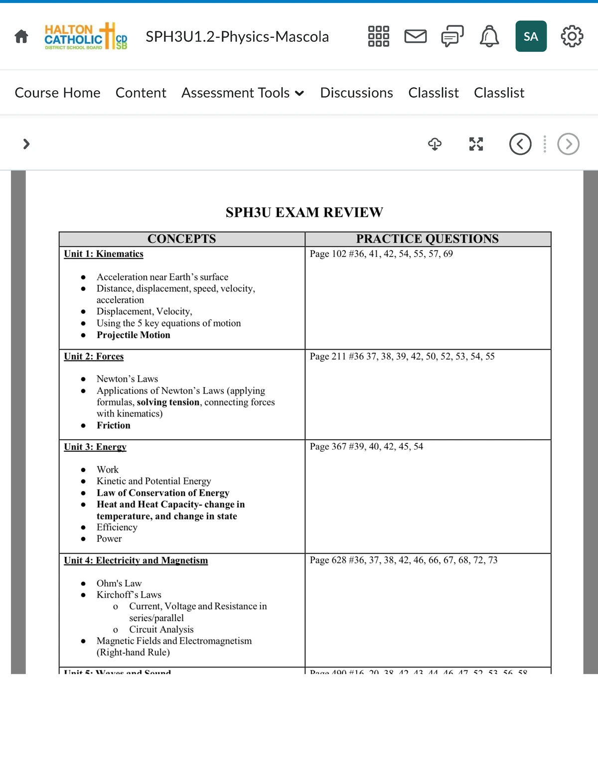 SPh3U Energy Test Review: Key Concepts & Sample Questions 2023-24 - Studocu
