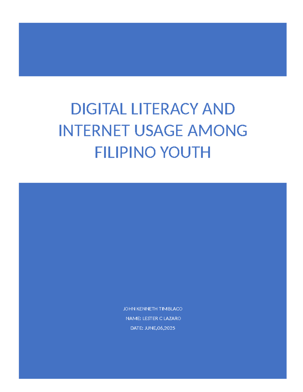 DIGITAL LITERACY & INTERNET USAGE AMONG FILIPINO YOUTH (2023) - Studocu