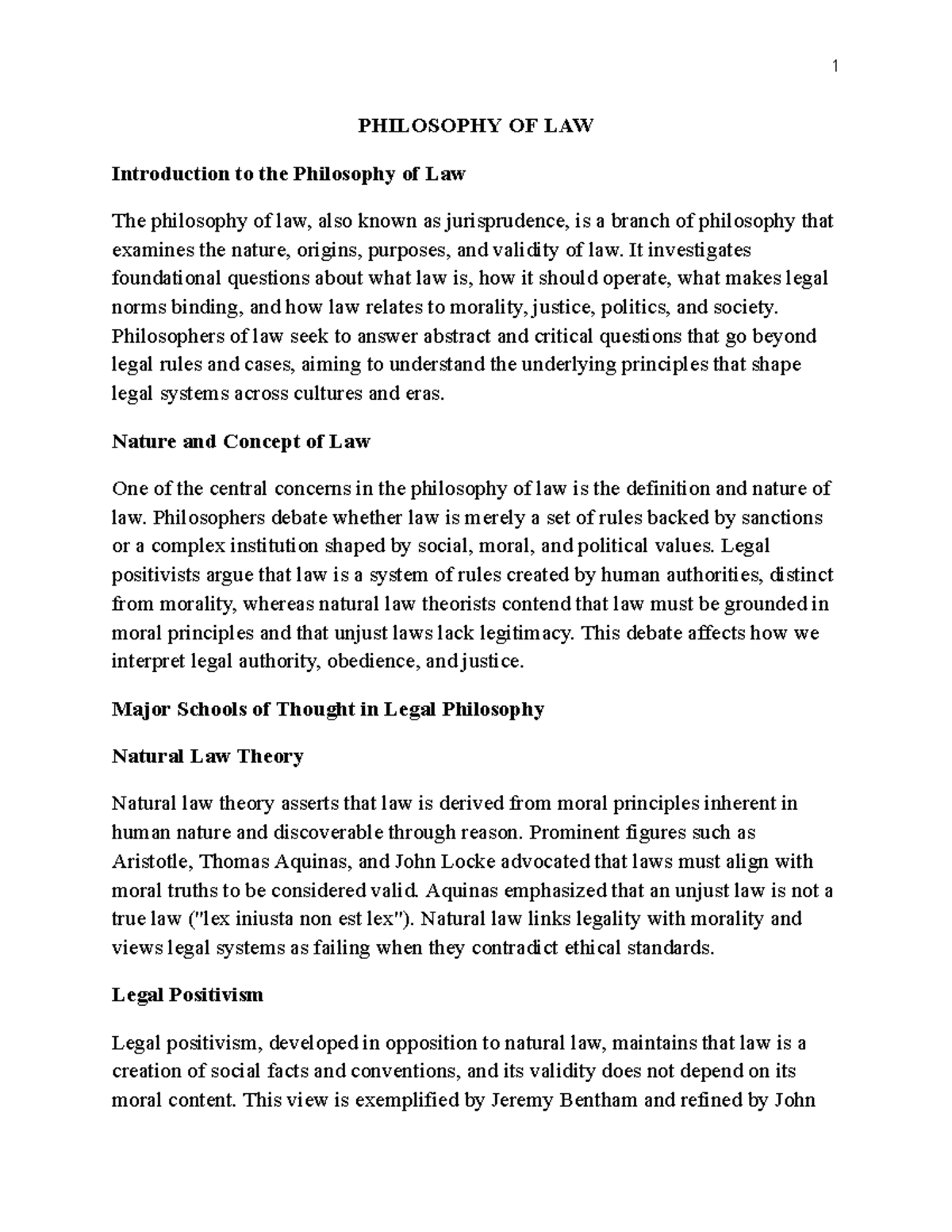 PHIL 101: Overview of the Philosophy of Law and Its Key Concepts - Studocu