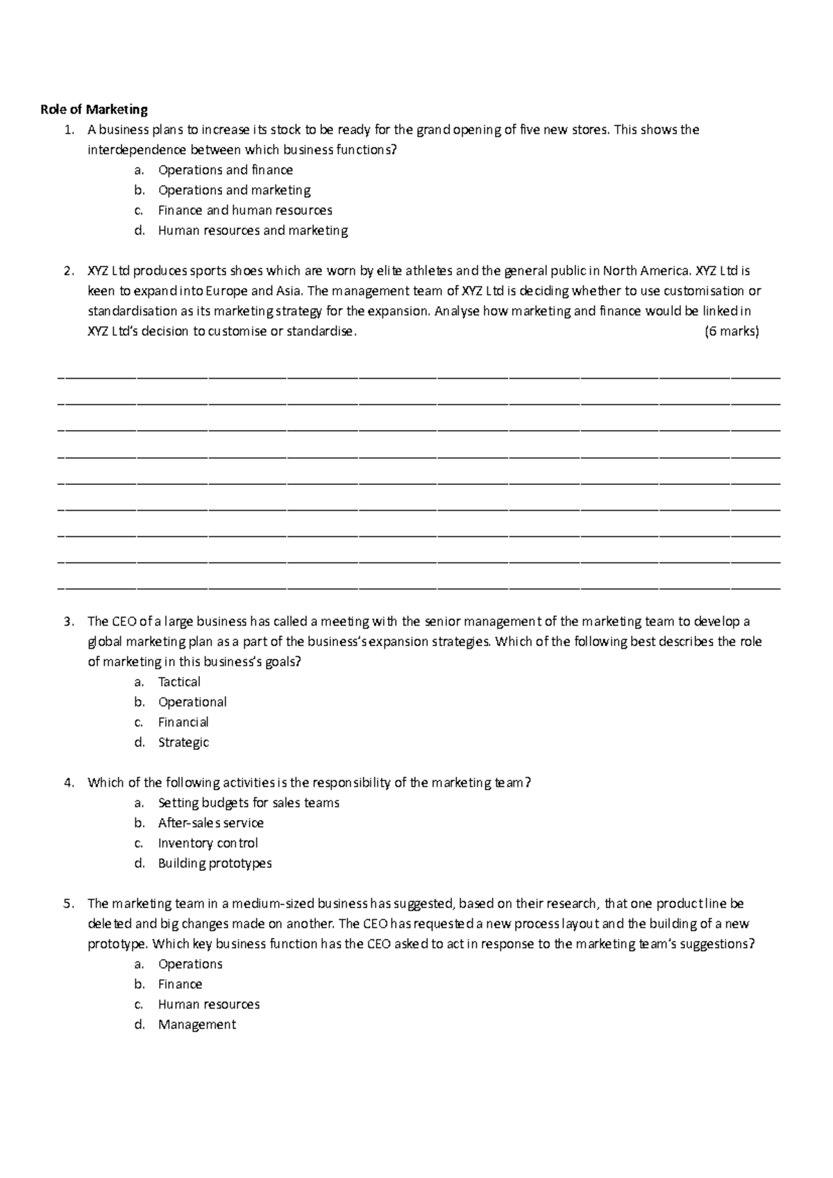 HSC Marketing Exam Questions Review: Strategies & Functions Analysis ...