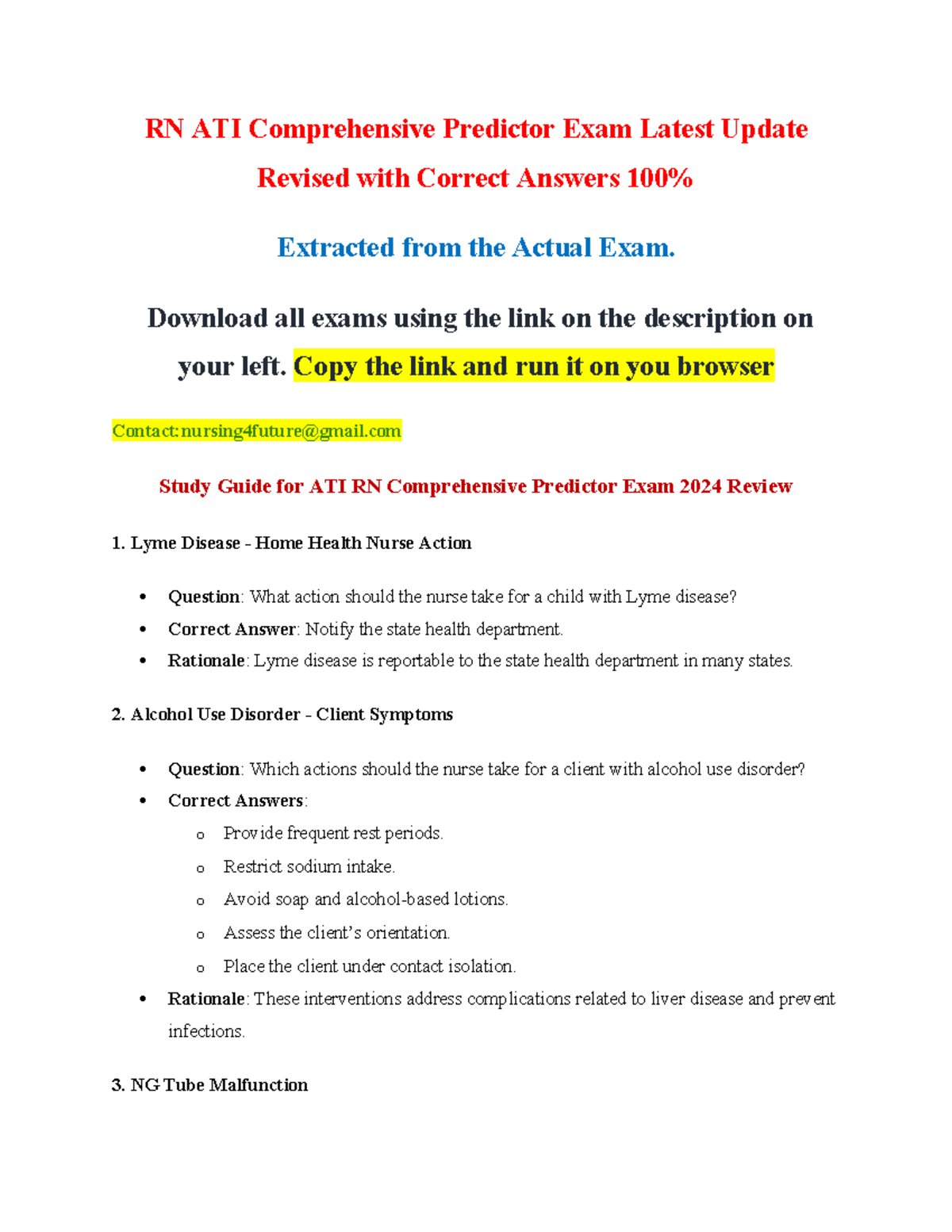 Study Guide for ATI RN Comprehensive Predictor Exam 2024 Review - RN ...