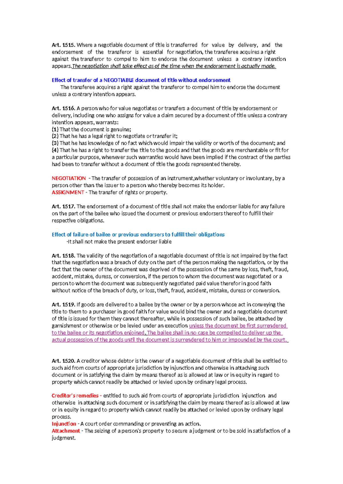 RFLI Exam Reviewer: Essential Notes on Negotiable Documents - Studocu