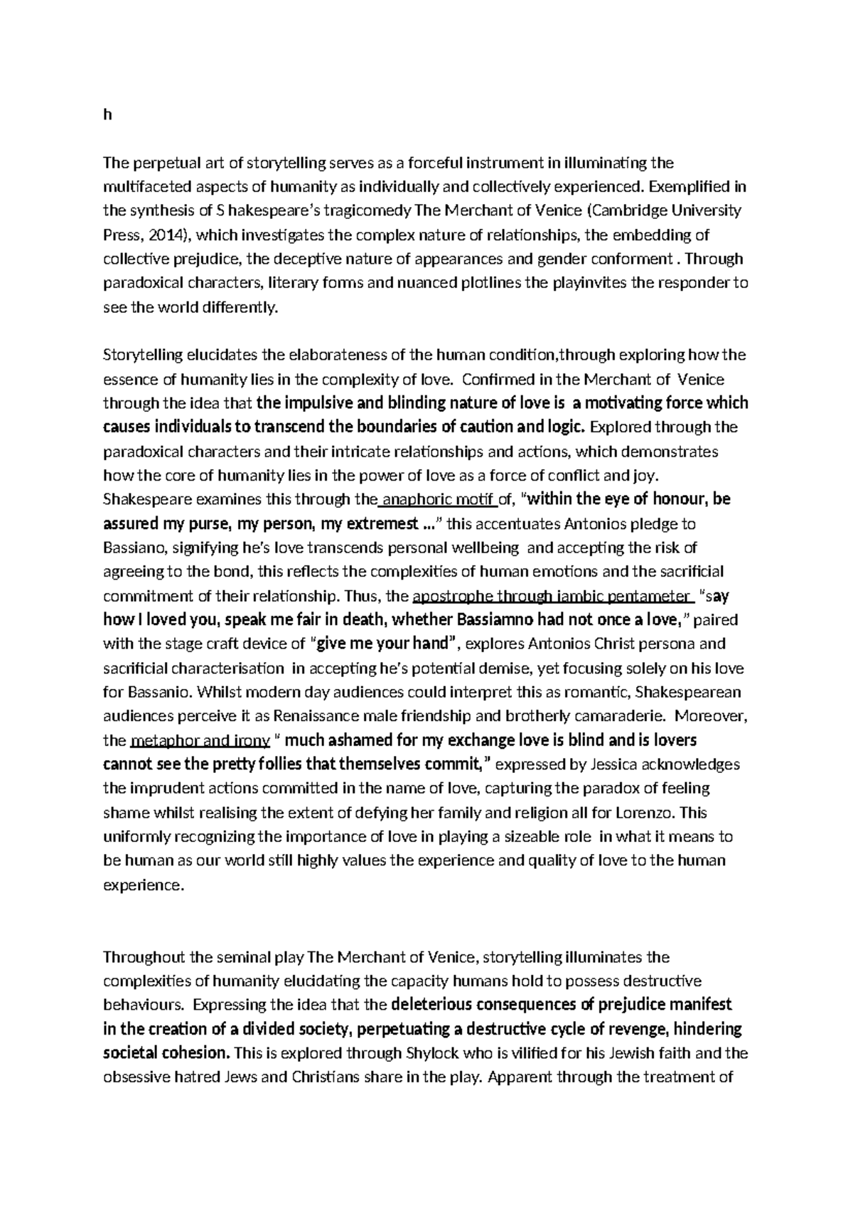 Common mod trials - Comm Mod Essay on Merchant of Venice - h The ...