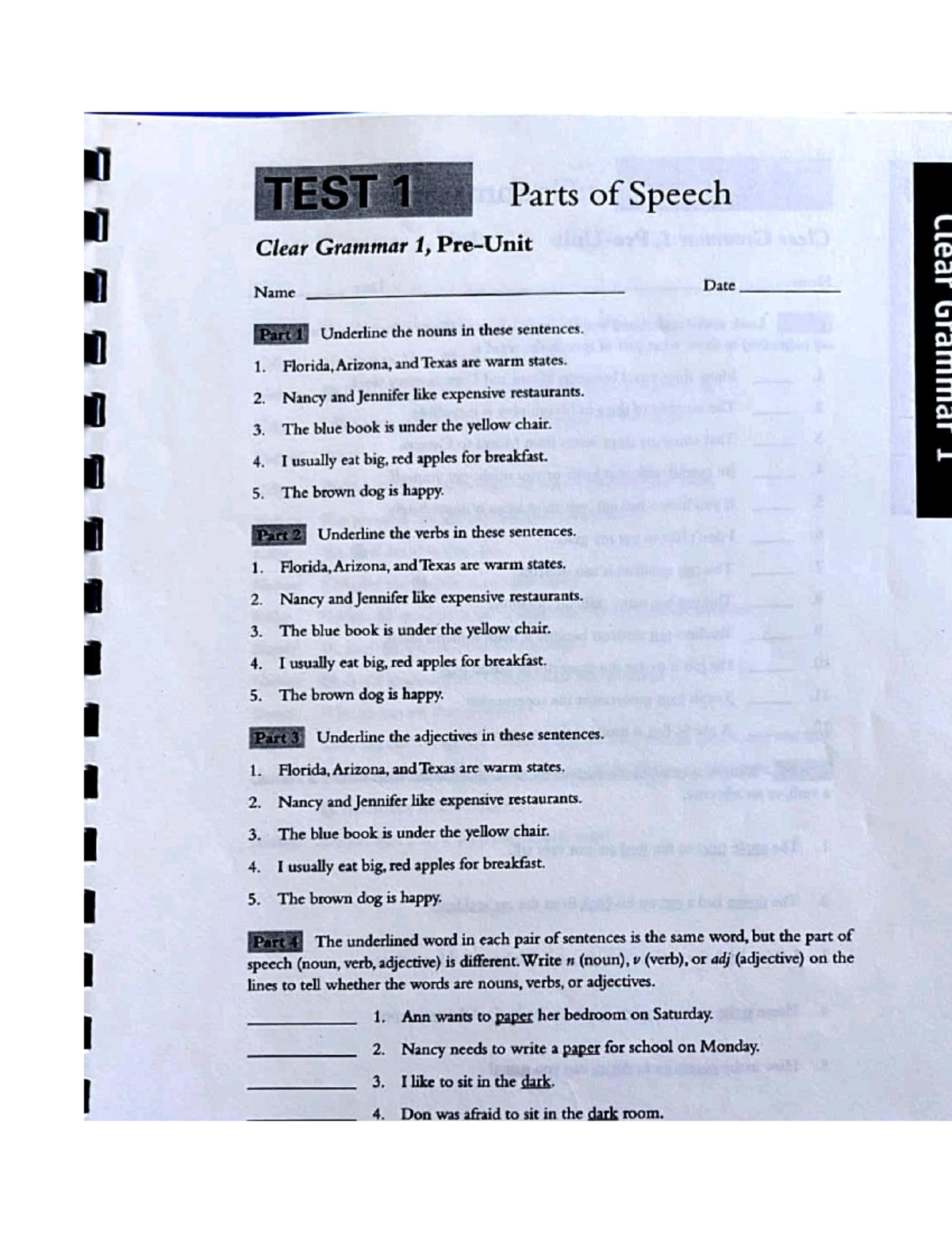 **Title: Clear Grammar 1 Review Tests (Units 1-6) - University of ...