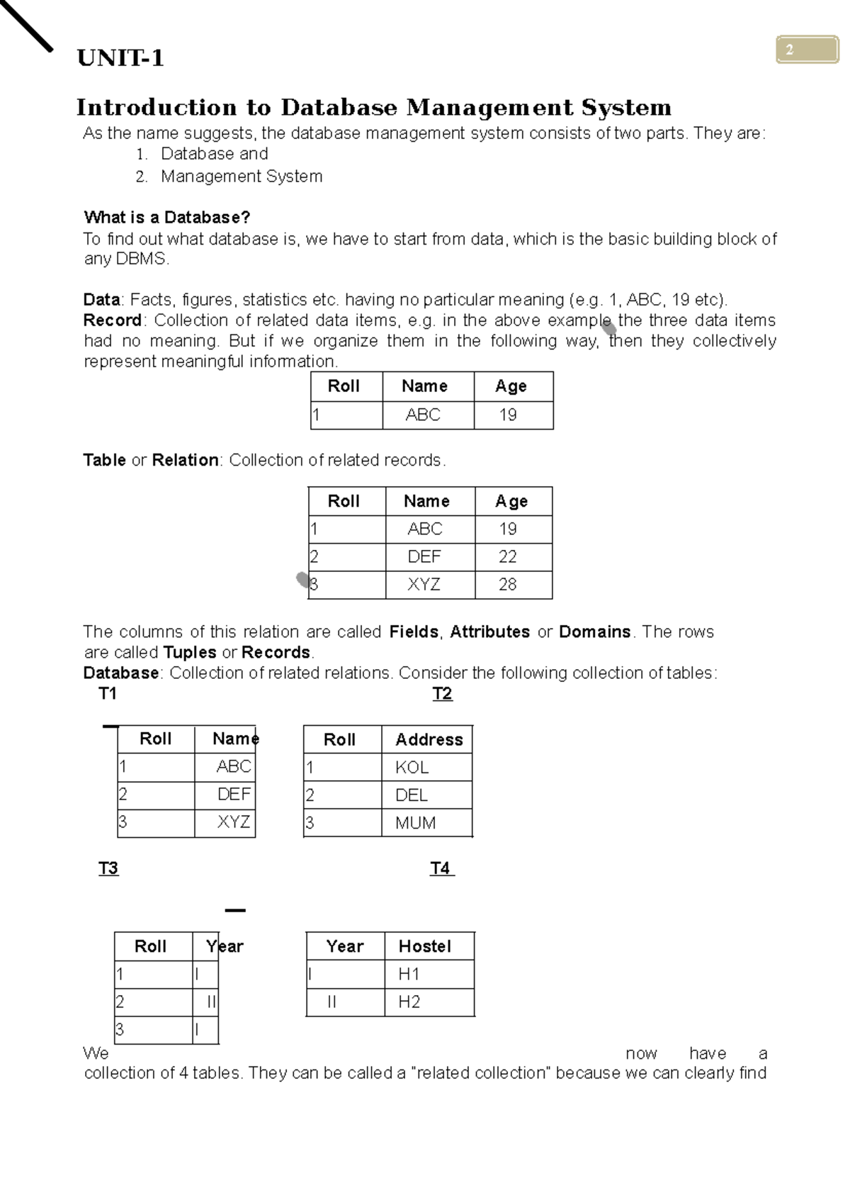 DBMS 101: Introduction to Database Management Systems Notes - Studocu
