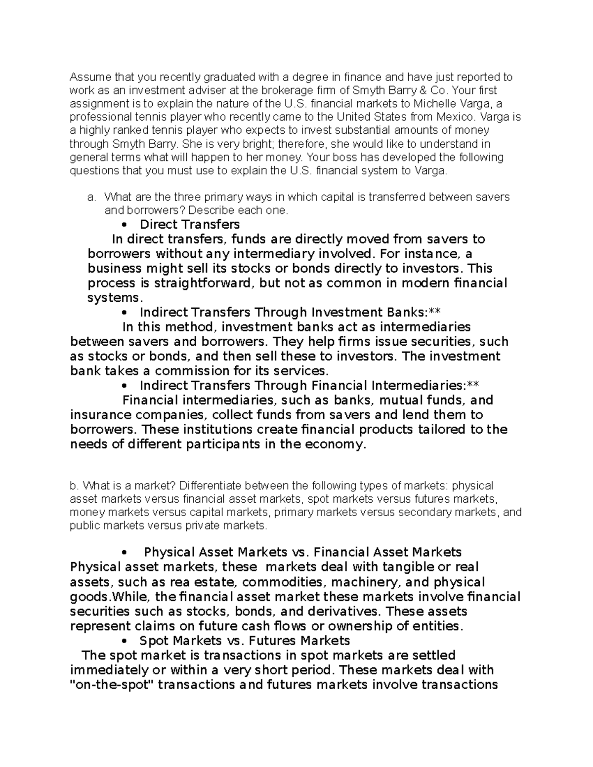 FM - Notes on U.S. Financial Markets for Investment Advisers - Studocu