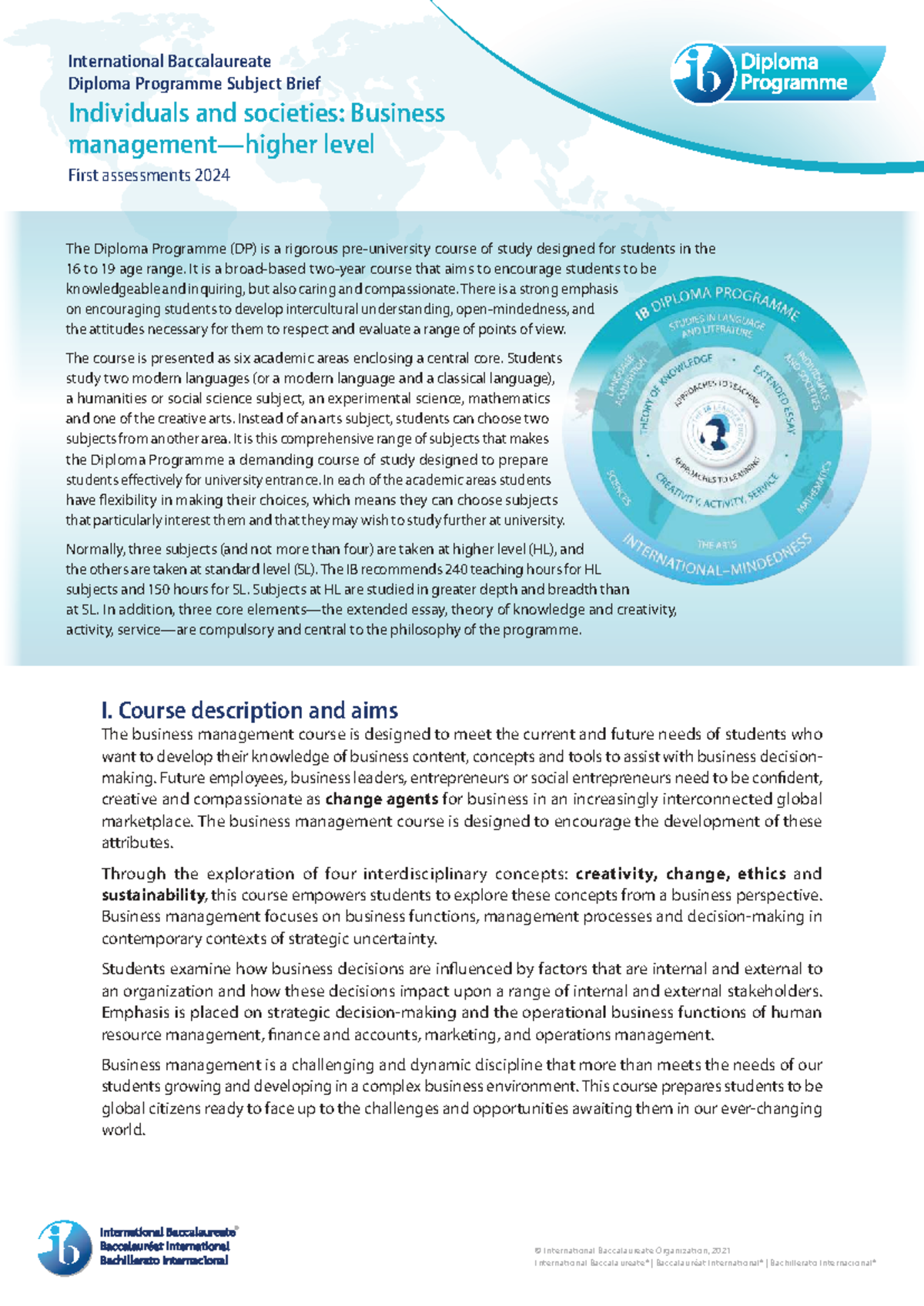 IB DP Business Management HL Subject Brief: First Assessments 2024 ...