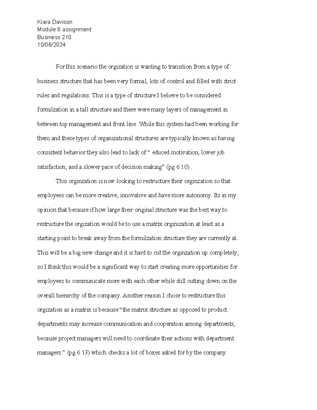 Bus 210 mod 6 assignment - Module 6 assignment Business 210 10/06/ For ...