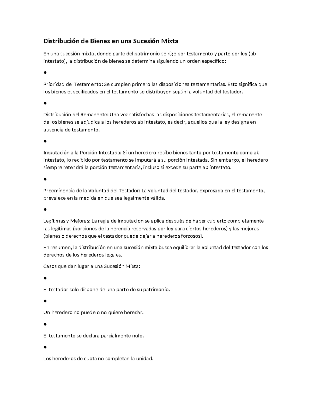 Distribución de Bienes en una Sucesión Mixta - Distribución de Bienes ...