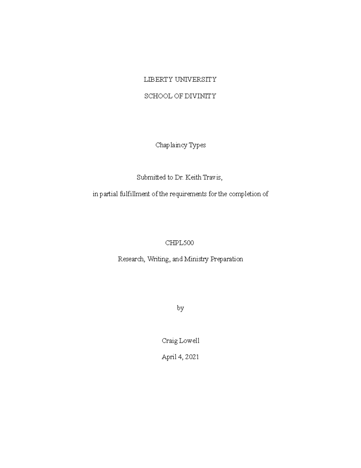 CHPL Research: Exploring Different Types of Chaplaincy Roles - Studocu