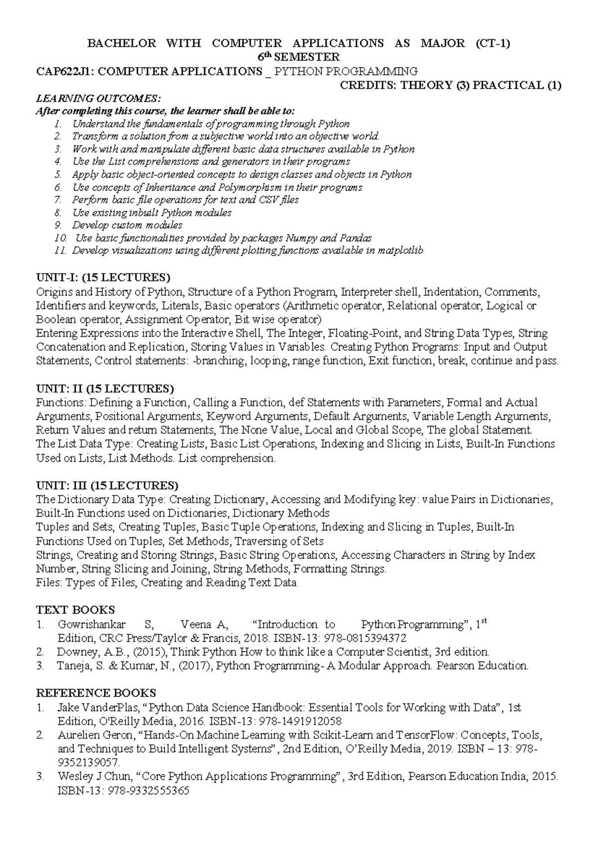 CAP622J1: Python Programming Course Overview and Learning Outcomes ...