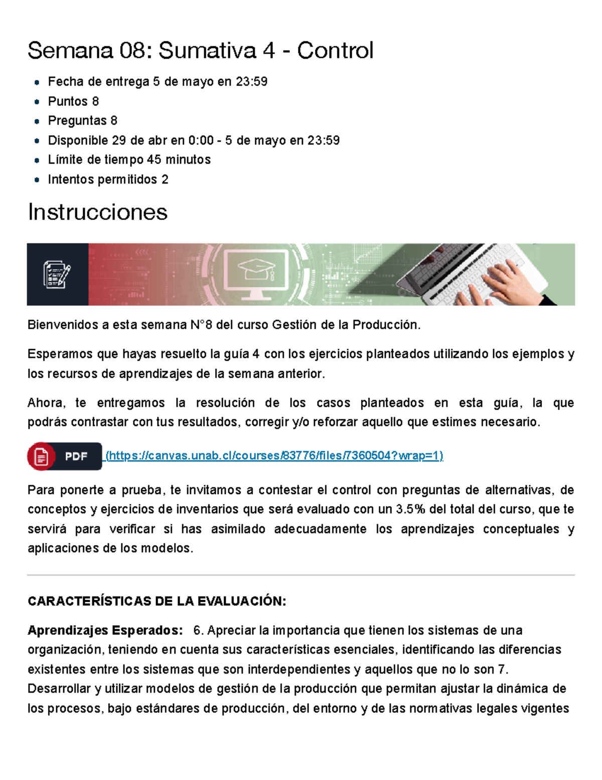 Semana 08 - Control Sumativa 4 - Gestión de la Producción 202405.1859 - Studocu