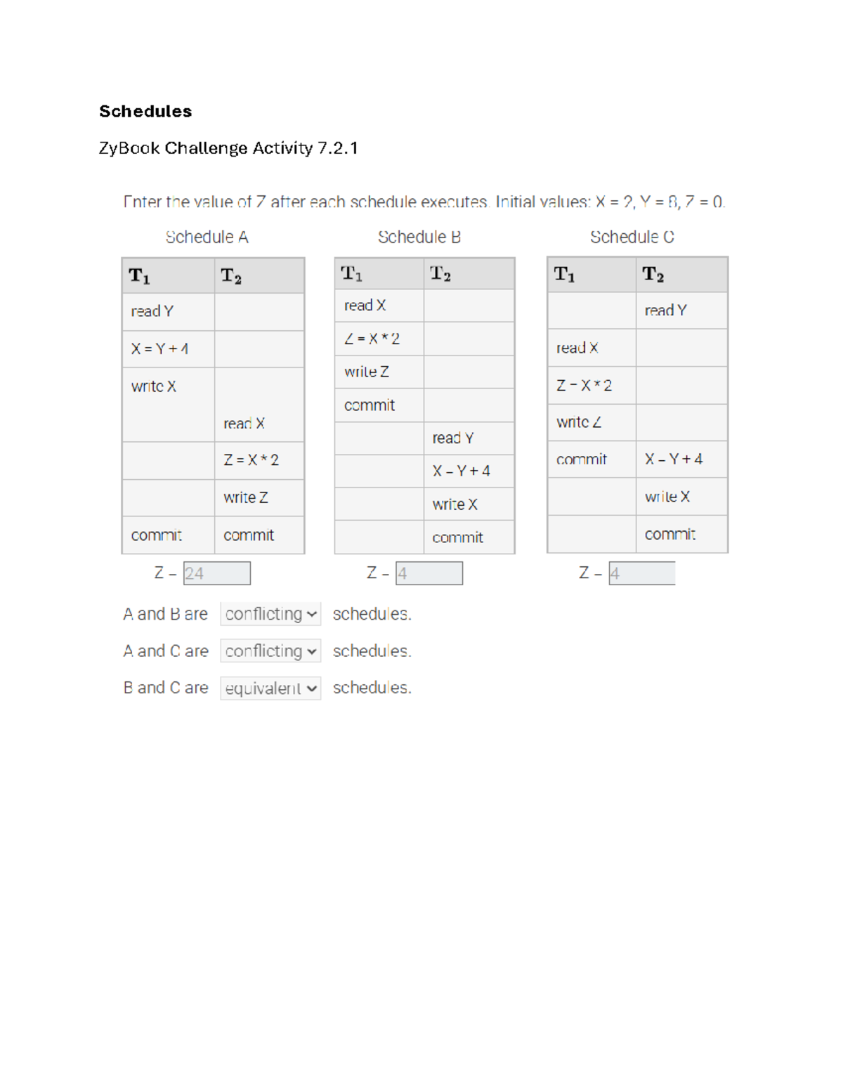 Transaction Examples - Practice for ZyBook Challenge Activities 7.2.1 ...