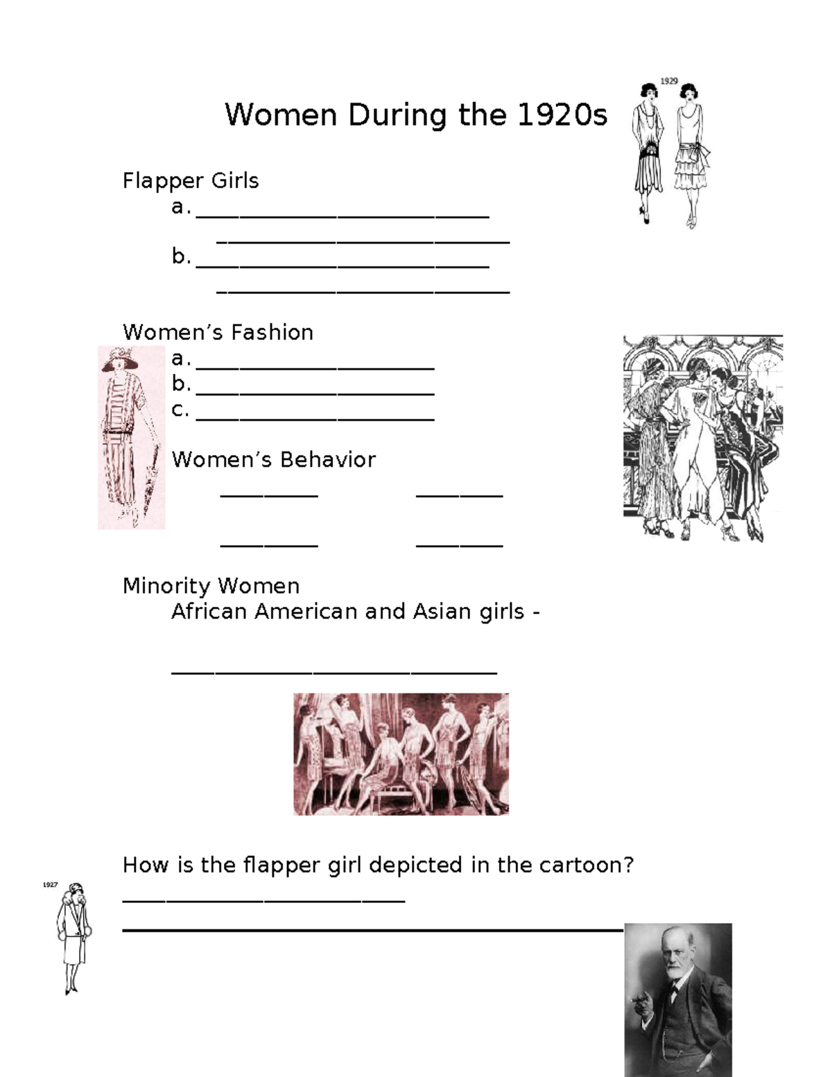 Women During the 1920s - Lecture notes for class - Women During the ...