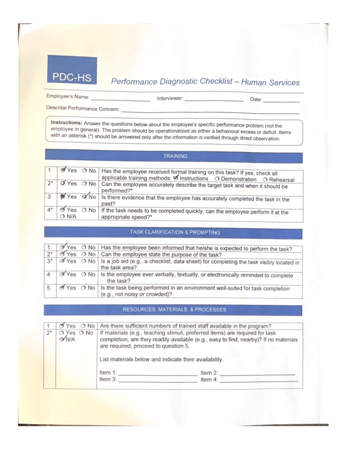 Performance Diagnostic Checklist For Human Services Analysis Tool
