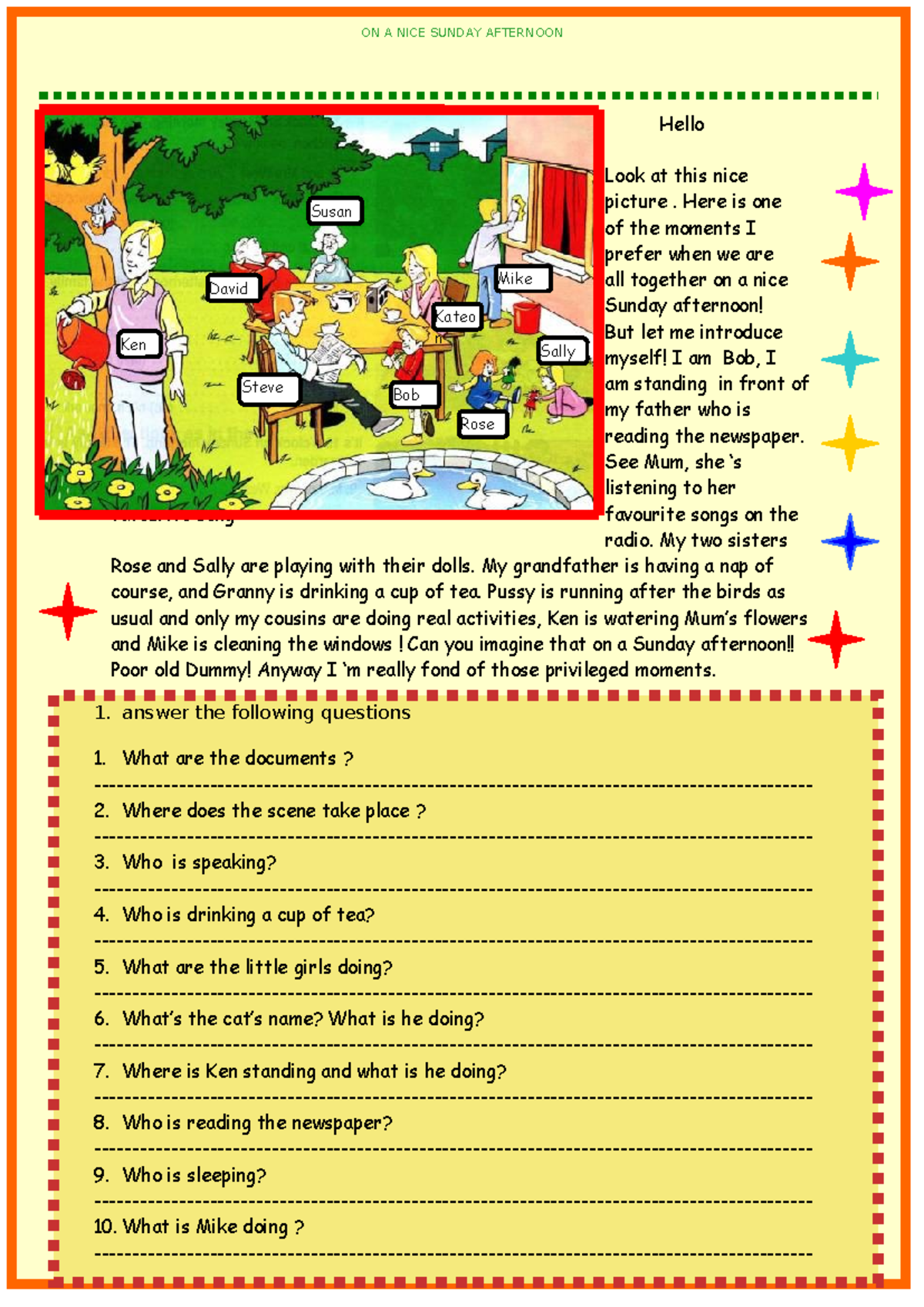 Reading-comprehension-Present Continuous - Hello everybody! Look at ...