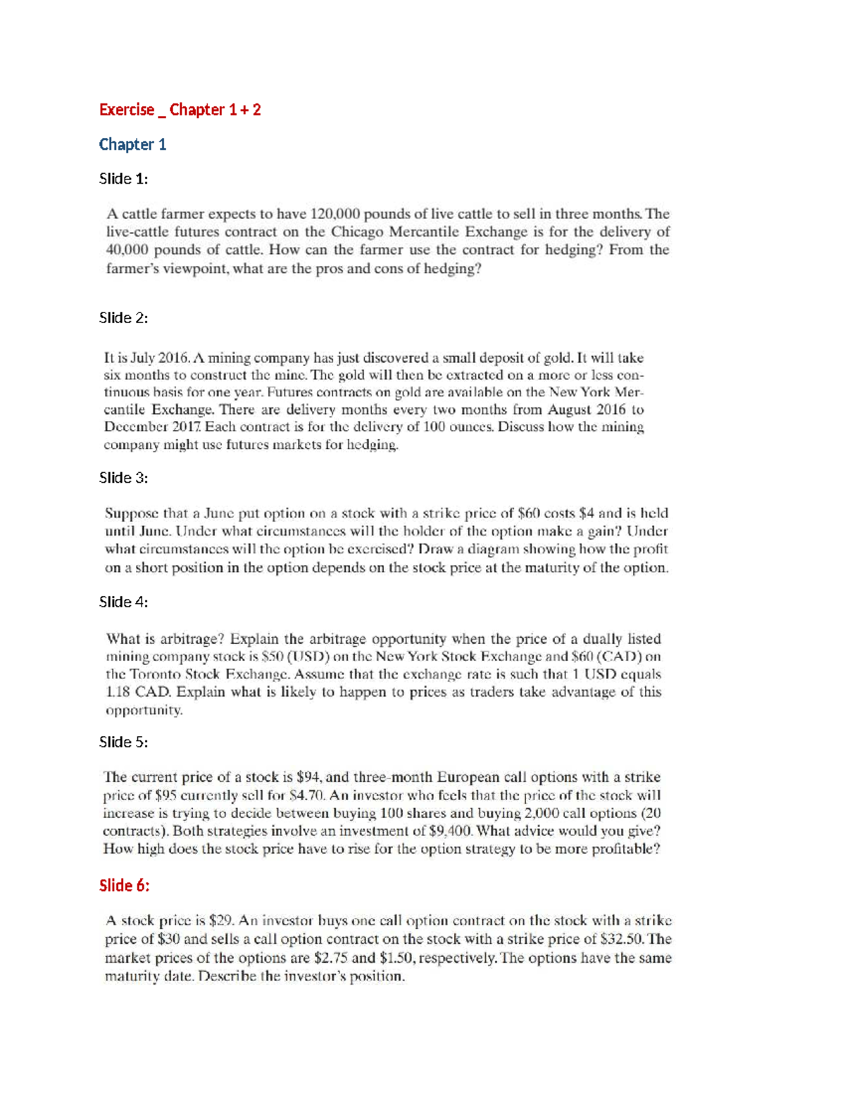 Exercise Notes: Chapters 1 & 2 Overview - Studocu