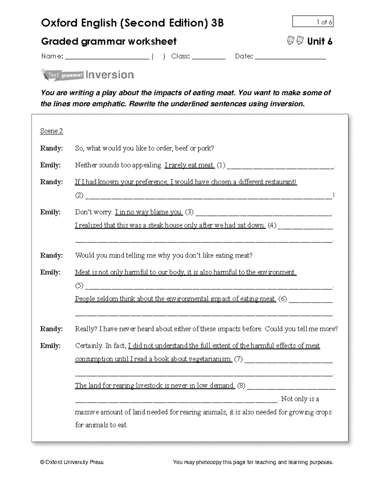 Inversion Exercise - Oxford English (2nd Ed) 3B Graded Worksheet - Studocu
