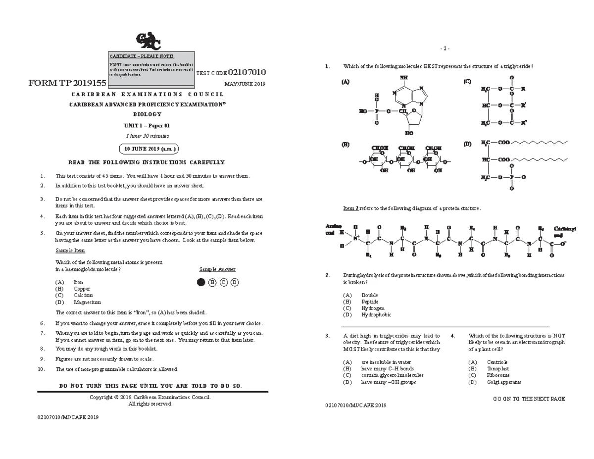 Biology P1 June 2021 - Past Exam Paper Review - Studocu
