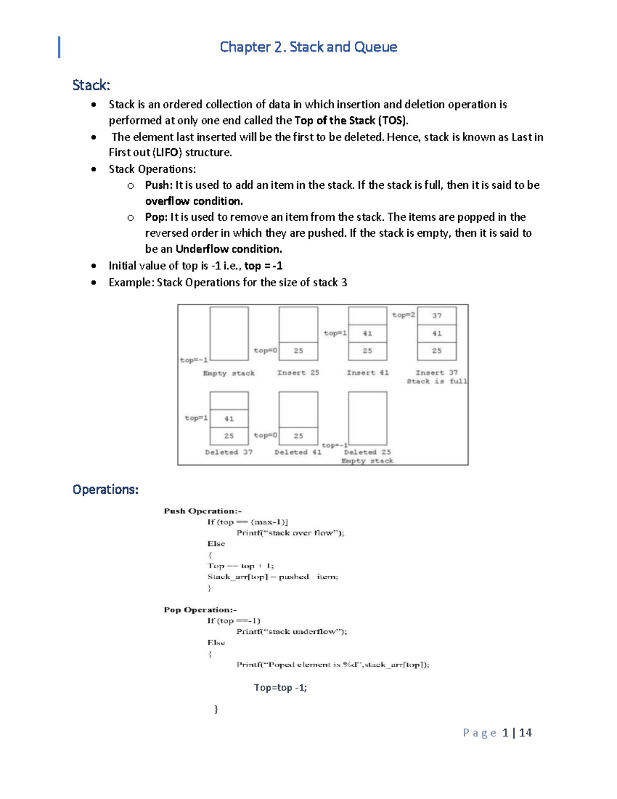 Chapter 2: Stack and Queue Concepts and Operations - Studocu