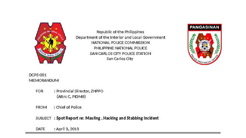 Investigation Report on Mauling, Hacking, and Stabbing Incident - TECH ...