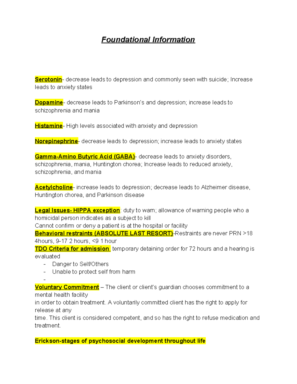 Exam 1 Study Guide - Mental Health Disorders and Interventions - Studocu