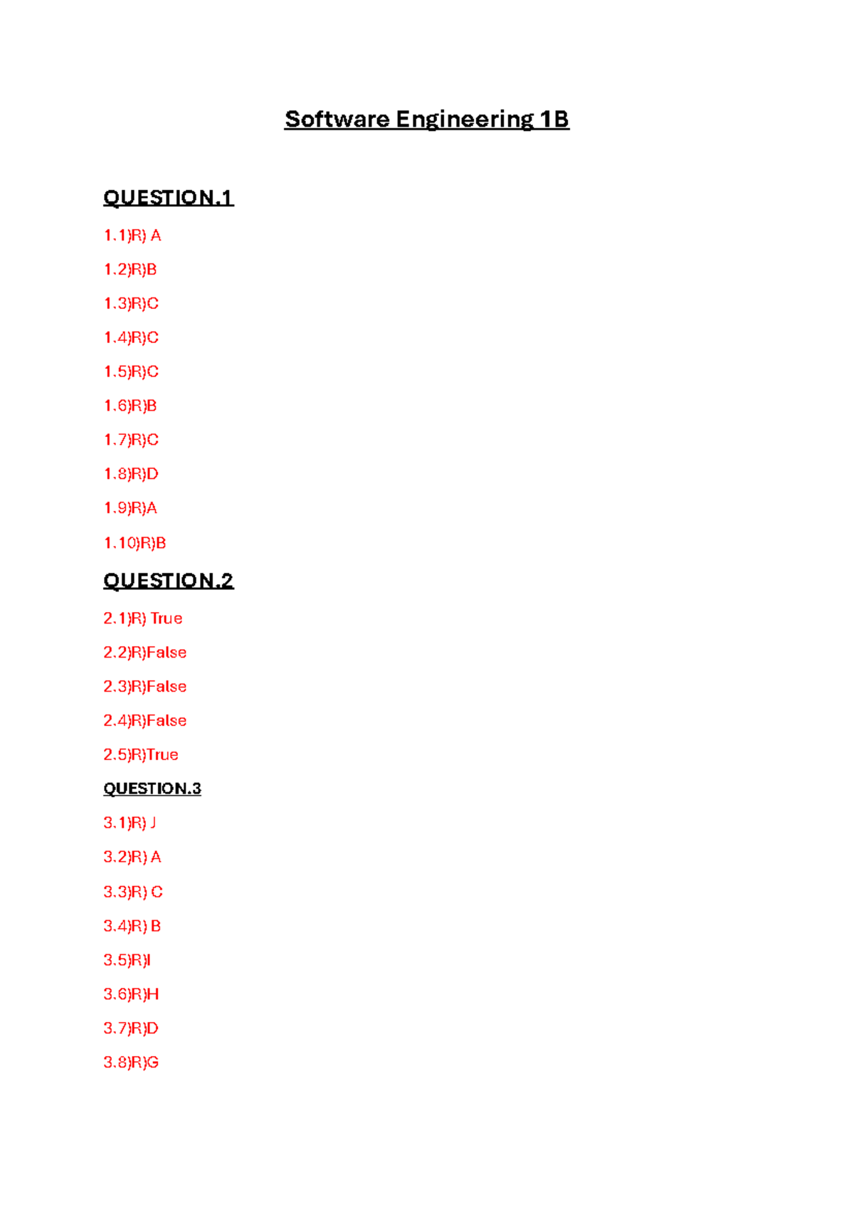 Software Engineering 1B exam answers - Software Engineering 1B QUESTION ...