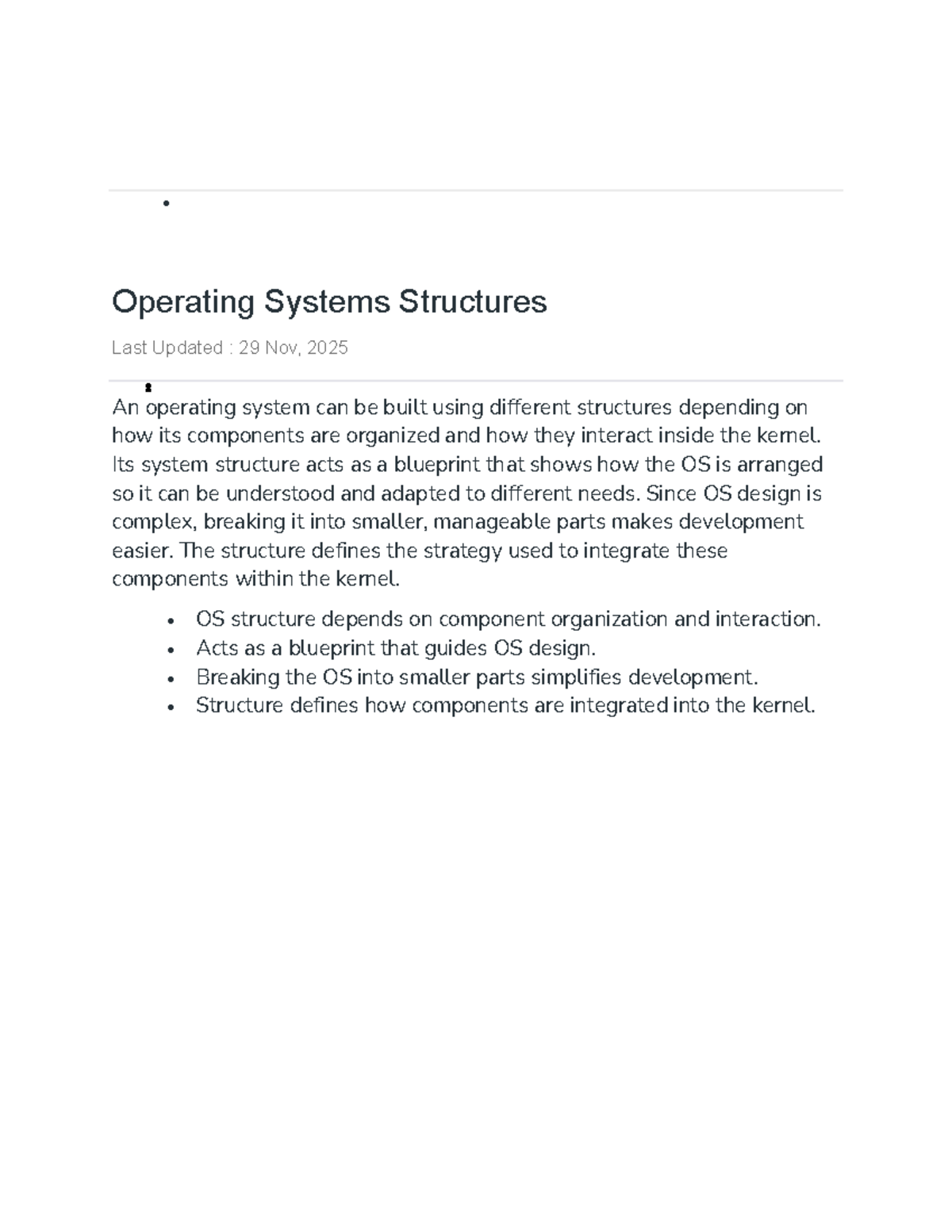 OS Structures Overview - Key Concepts and Designs - Studocu