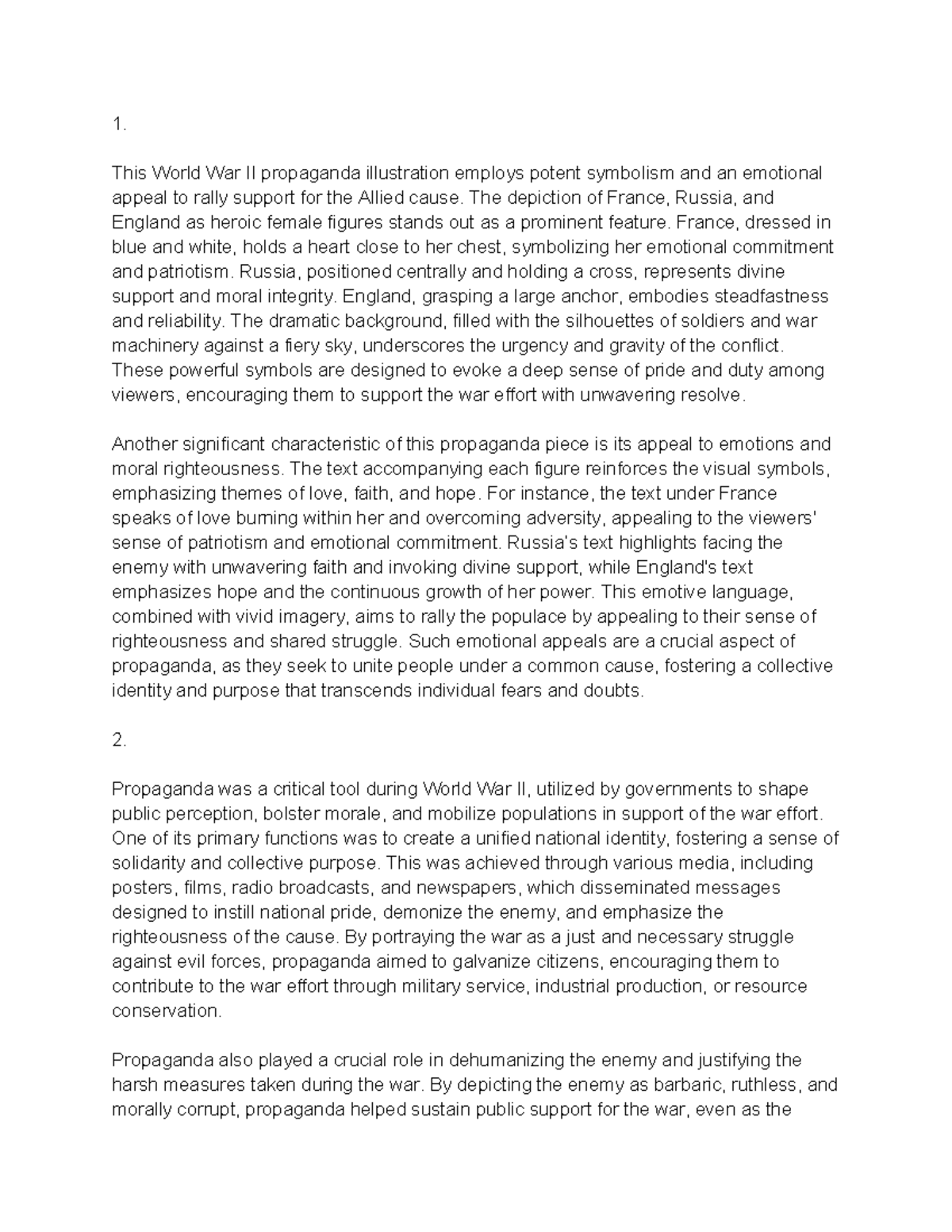 World War II Propaganda Analysis: Symbolism & Emotional Appeal - Studocu