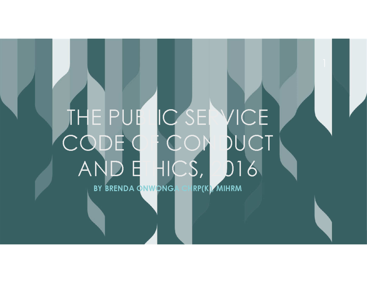 PSC CODE OF Conduct AND Ethics - Trainers Induction - THE PUBLIC ...