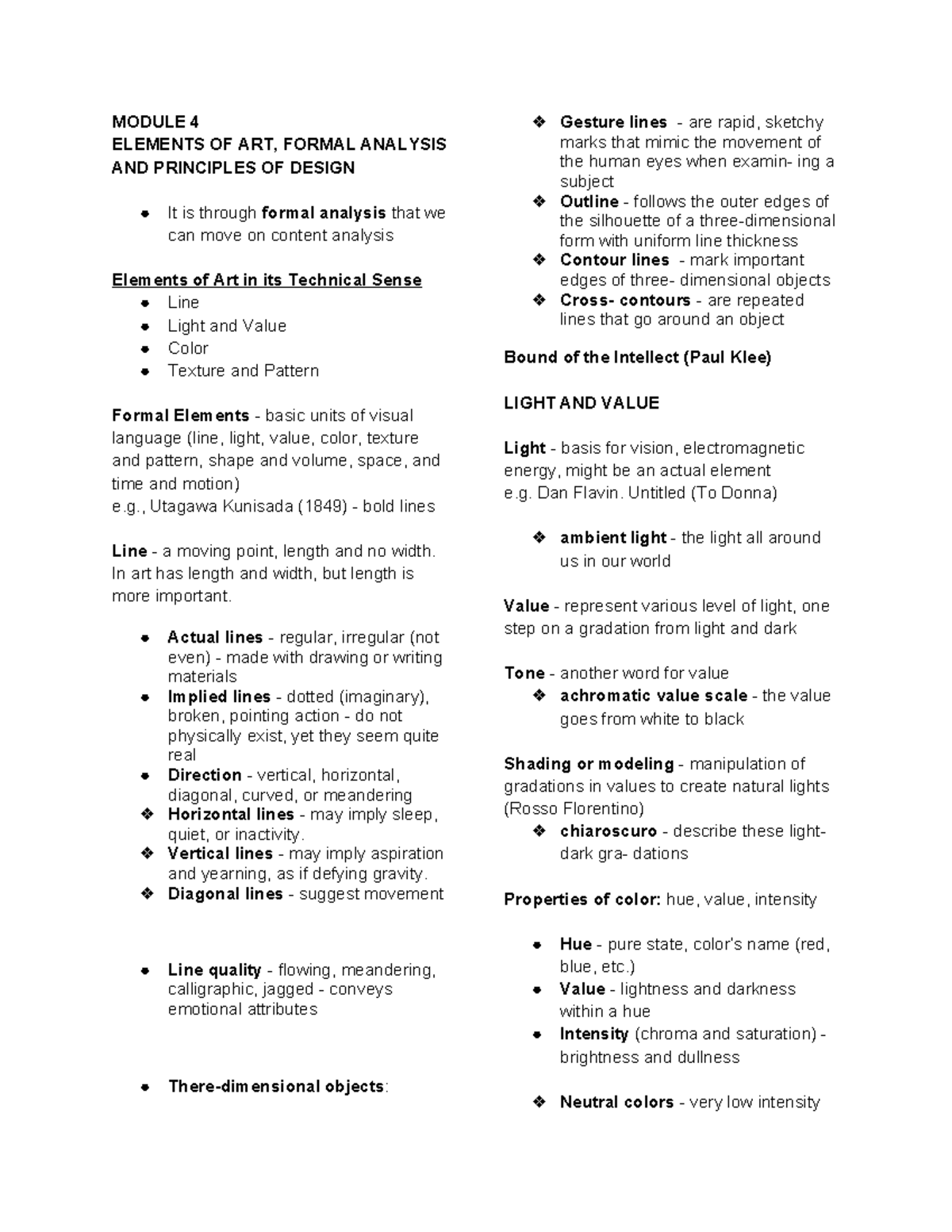 Artap M4 - Elements of Art, Formal Analysis & Design Principles - Studocu