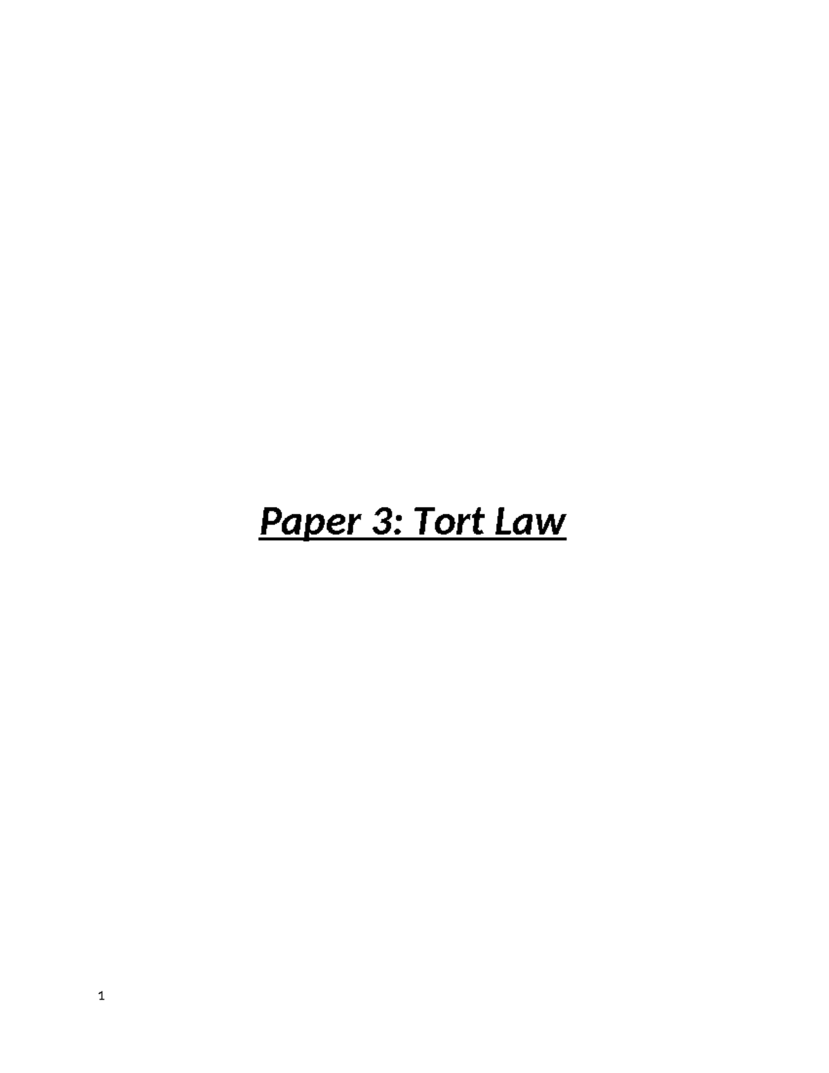 Tort Law 1: Key Concepts and Case Summaries - AQA A Level - Studocu