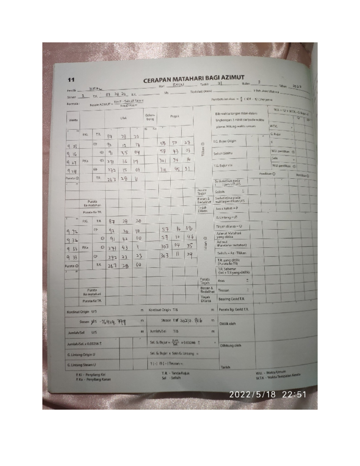 Example solar observation booking - Surveying Science And Geomatics ...