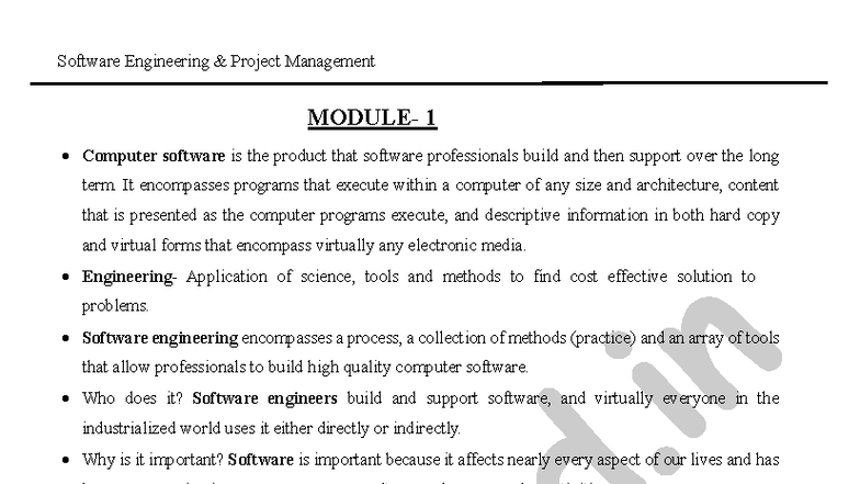Software Engineering Project Management: Module Notes (VTU - IDWQ ...