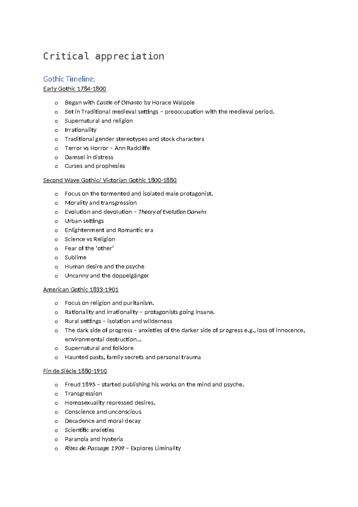 A-Level Gothic Literature Revision Guide: Key Themes & Analysis - Studocu