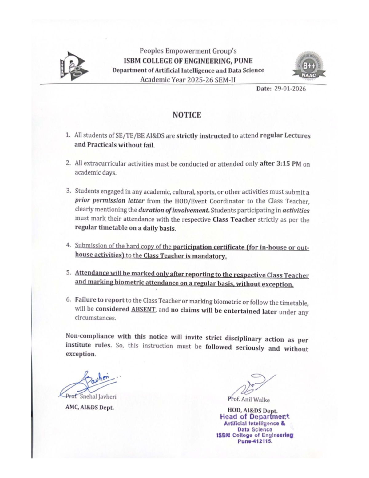 Dept. of AI&DS - Attendance & Participation Guidelines - Studocu