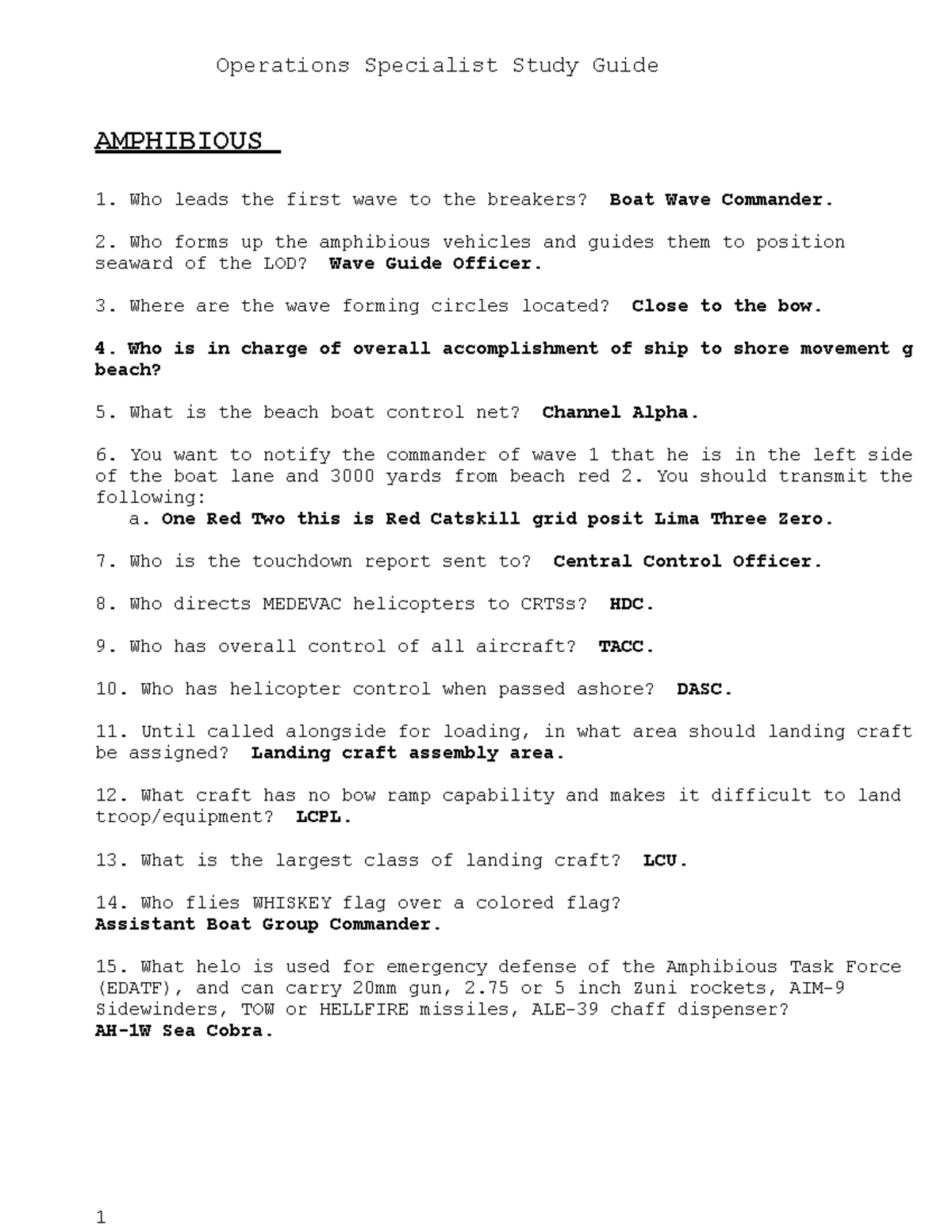 Operations Specialist Study Guide: Amphibious Operations Overview - Studocu