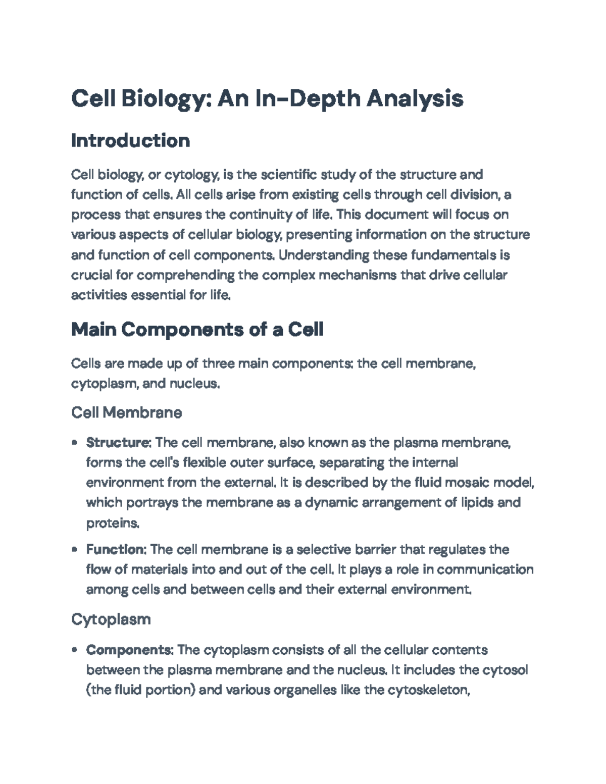 Cell Biology: Structure, Functions, and Membrane Transport Mechanisms - Cell Biology: An In ...